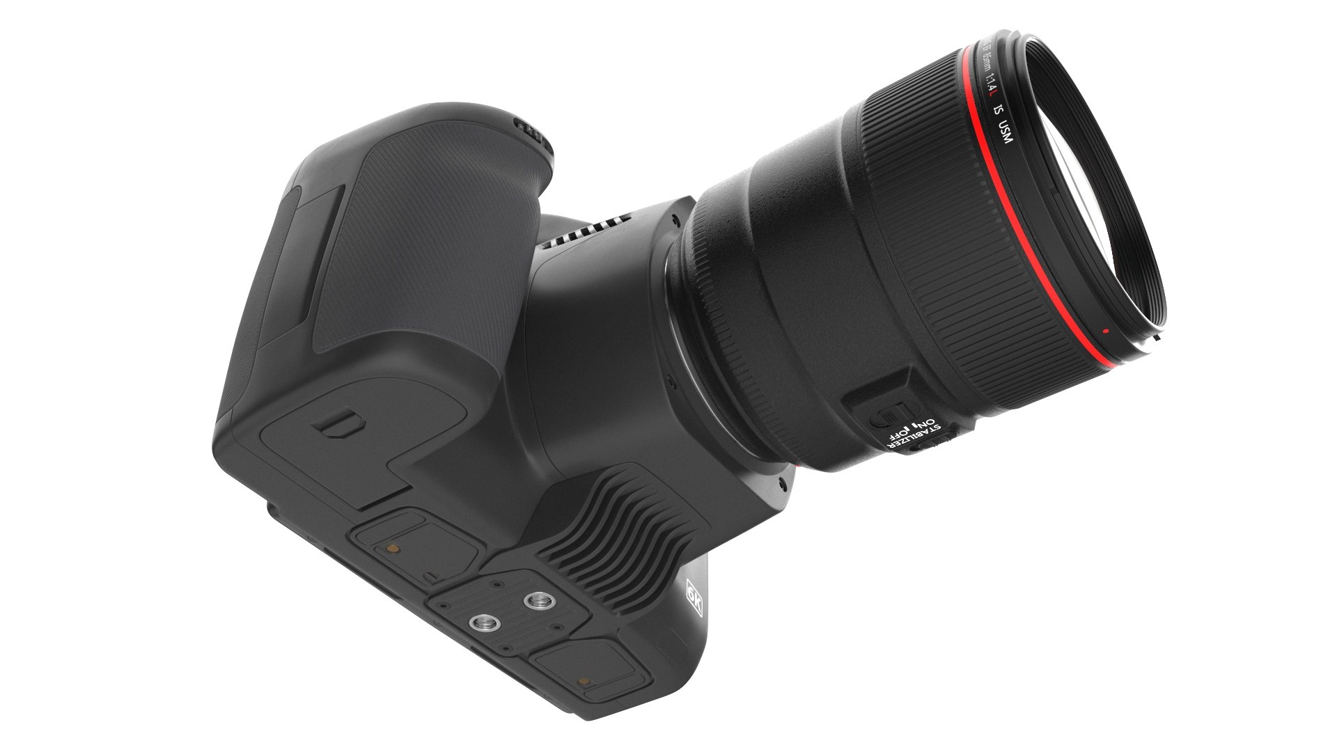 3D Cinema Camera Blackmagic Design 6K Pro Light On With Lens Model ...