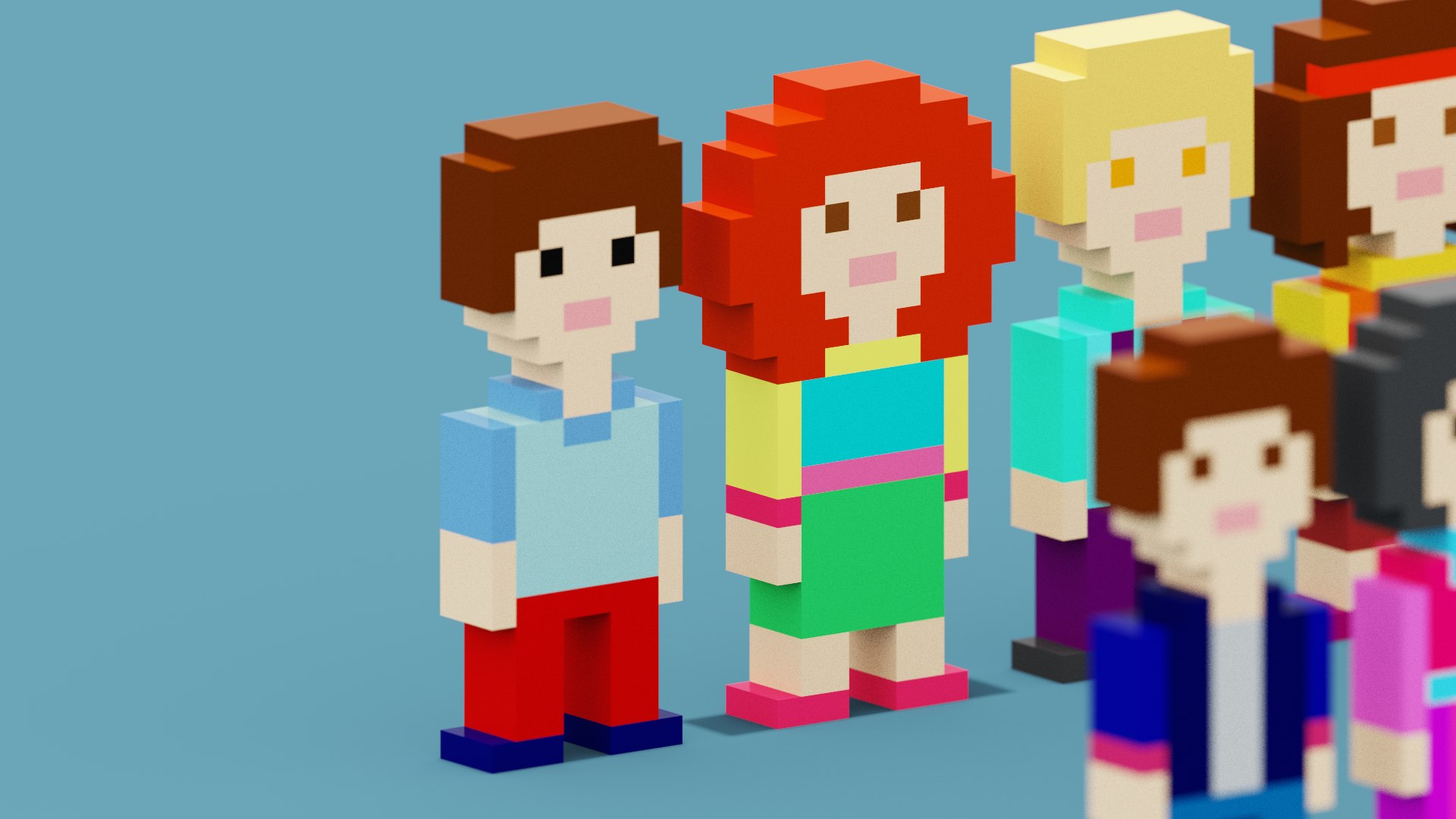 NFT Pixel Characters 3D Model - TurboSquid 2027571
