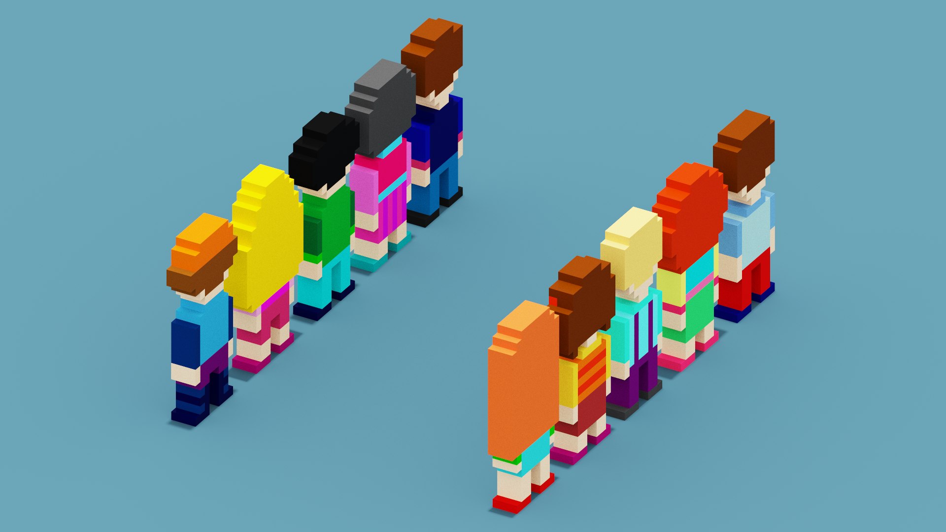 NFT Pixel Characters 3D Model - TurboSquid 2027571