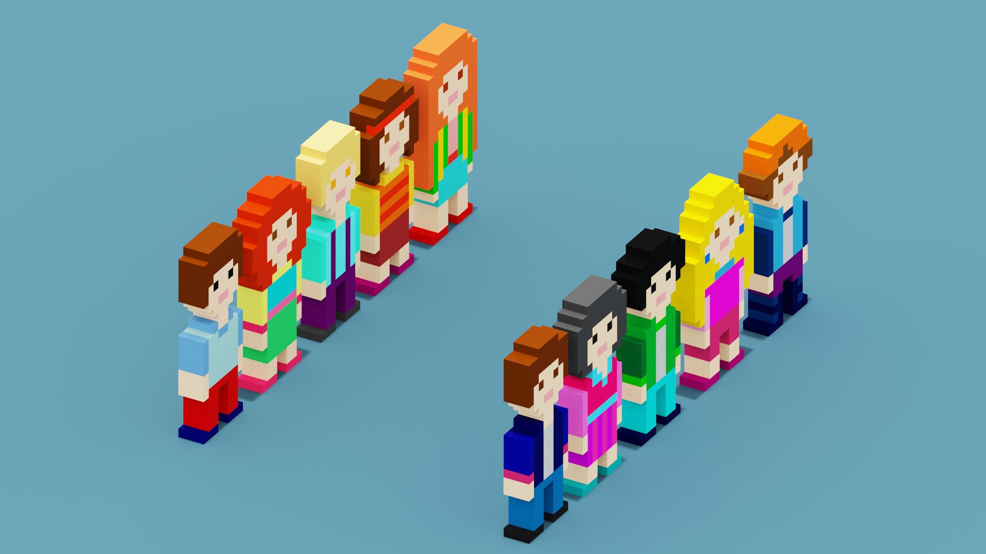 NFT Pixel Characters 3D Model - TurboSquid 2027571