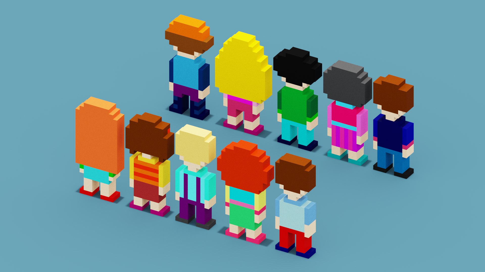 NFT Pixel Characters 3D Model - TurboSquid 2027571