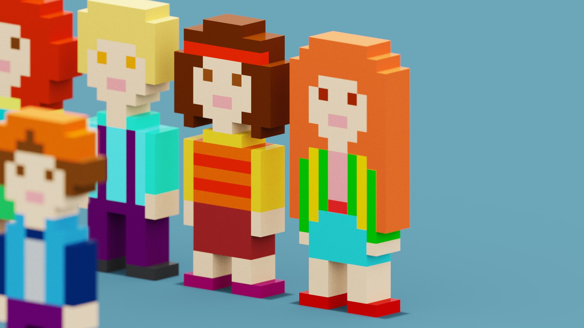 NFT Pixel Characters 3D Model - TurboSquid 2027571