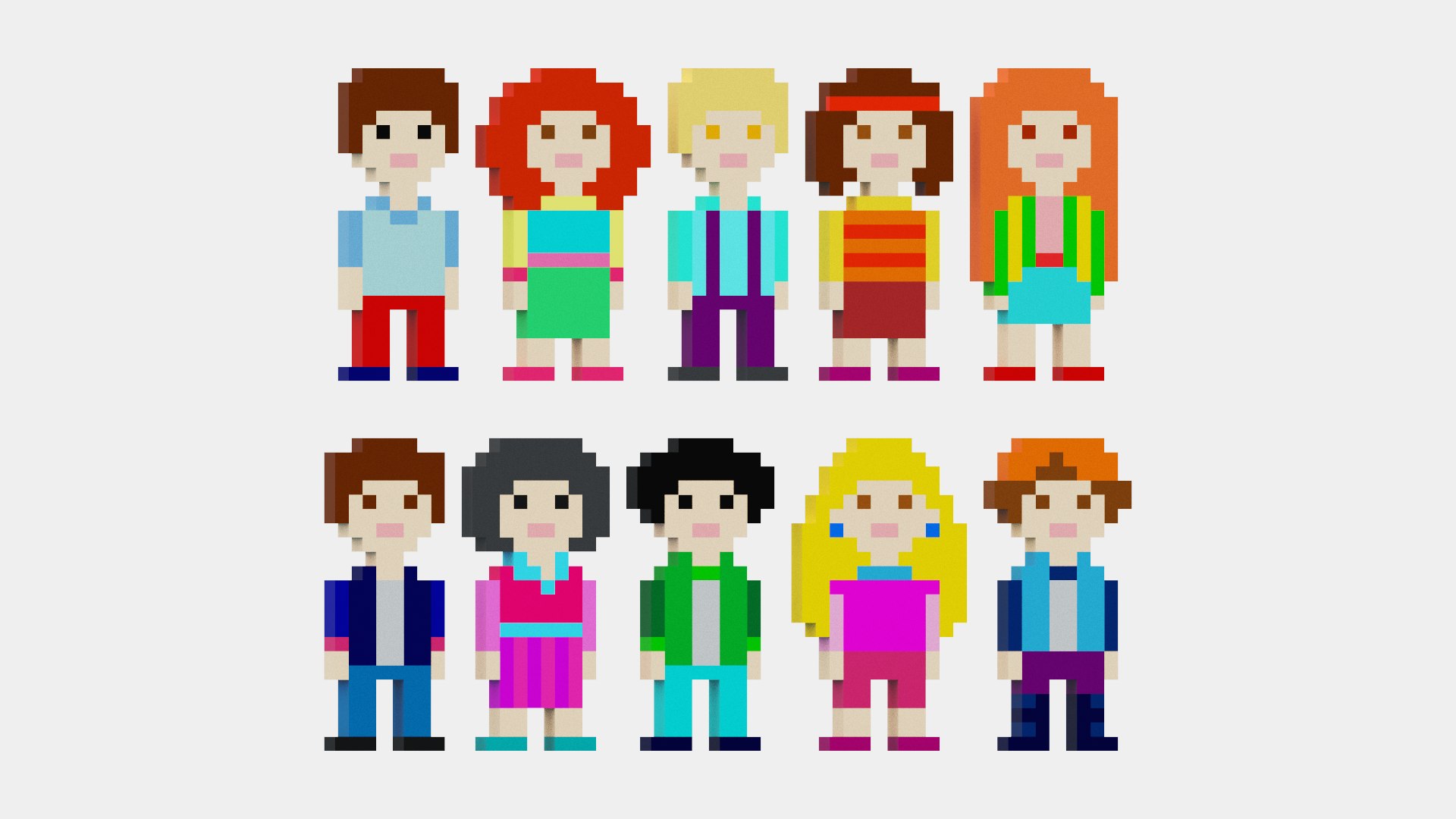 NFT Pixel Characters 3D Model - TurboSquid 2027571