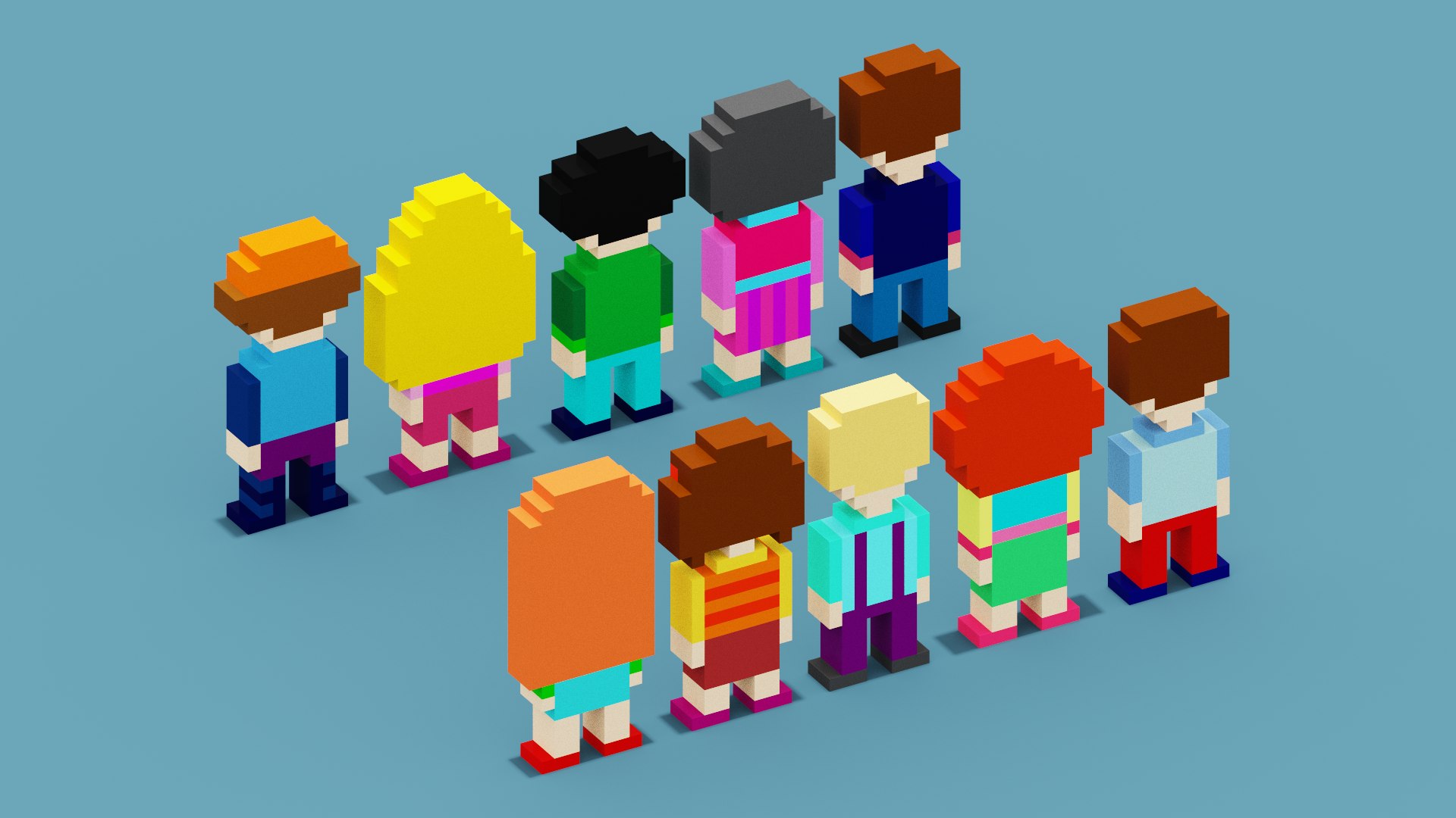 NFT Pixel Characters 3D Model - TurboSquid 2027571