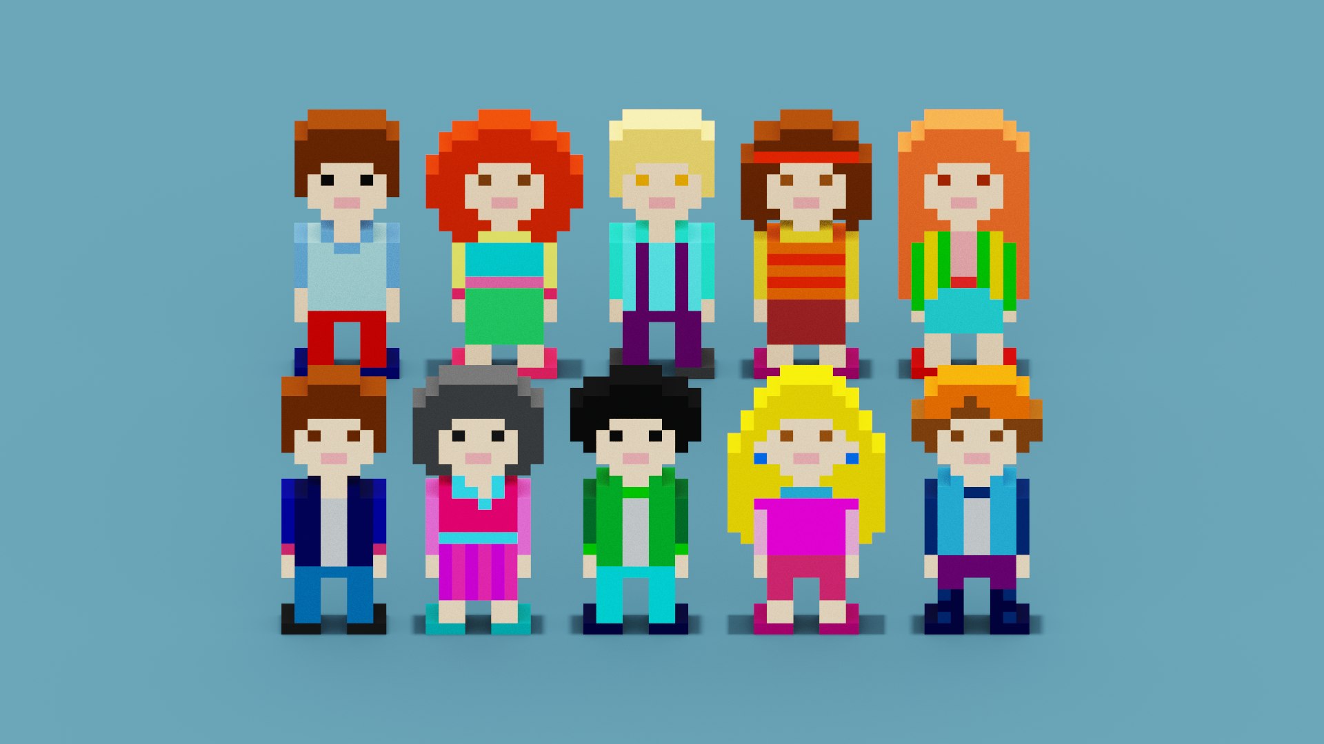 NFT Pixel Characters 3D Model - TurboSquid 2027571