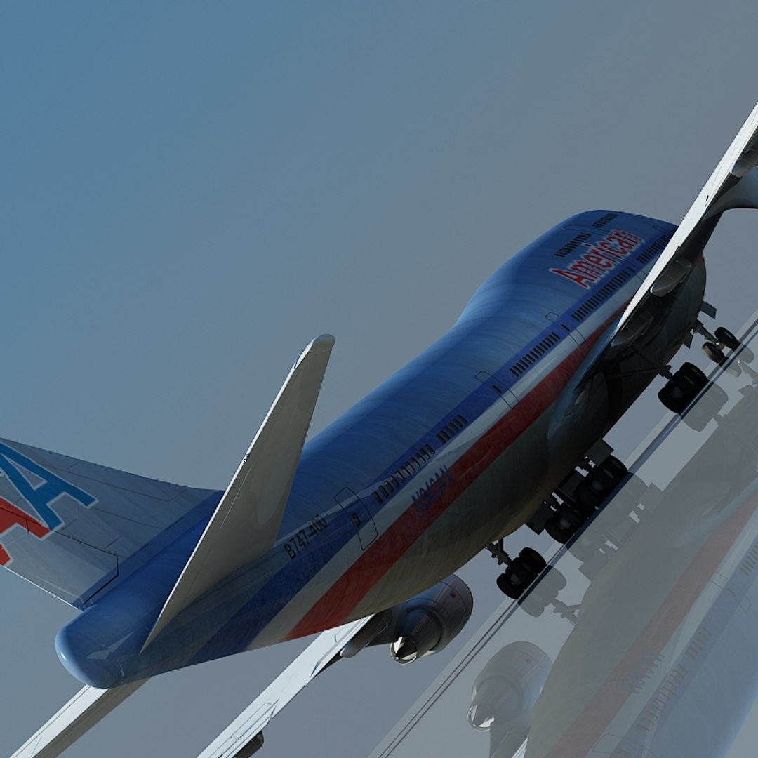 boeing 747 american airlines 3d max