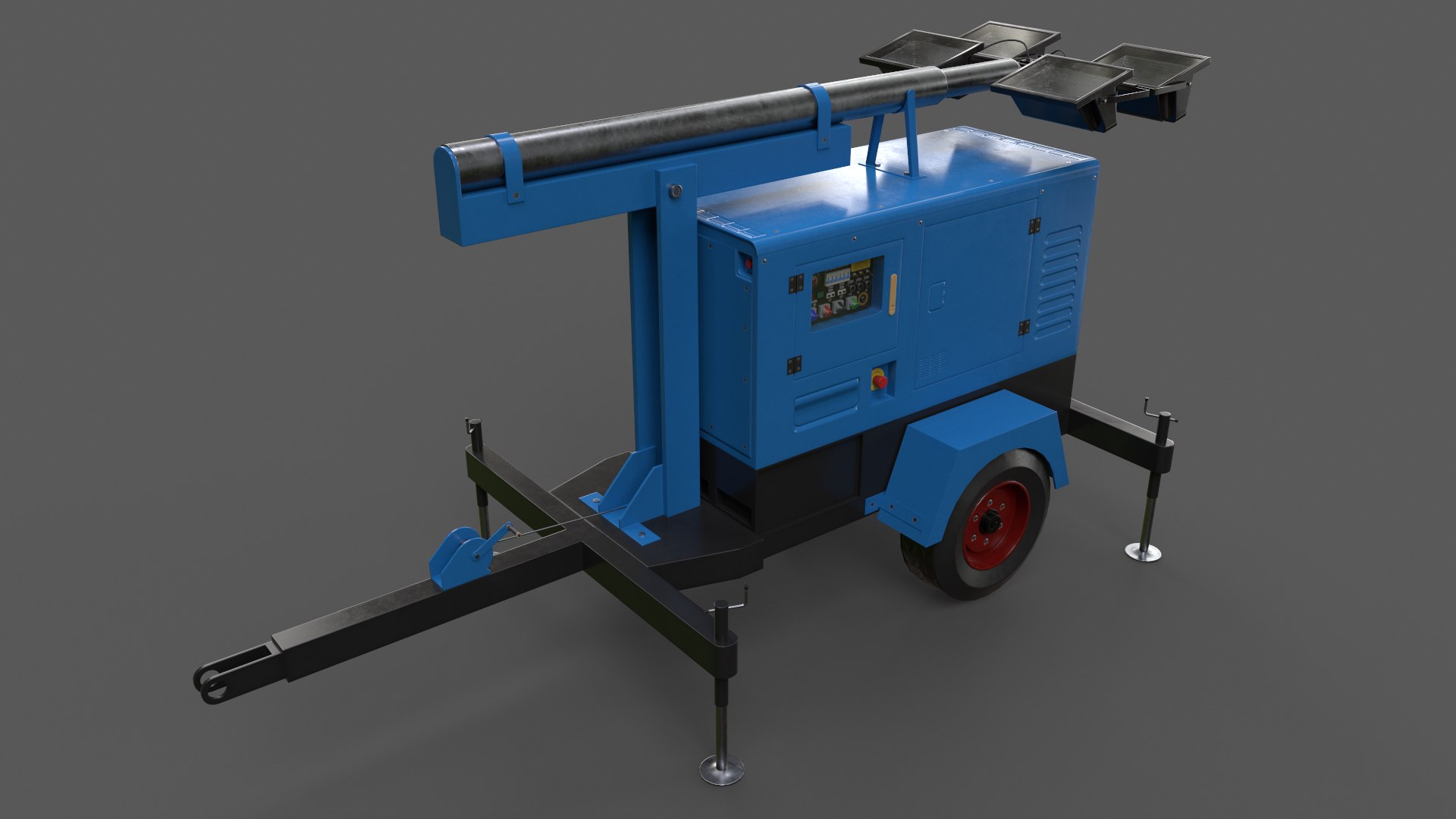 3D PBR Mobile Light Tower Generator A - Blue Light Model - TurboSquid ...