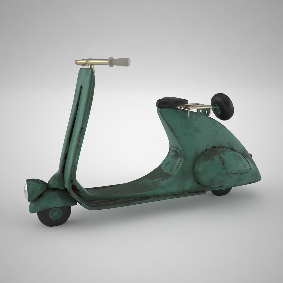 3d Stylized Cartoon Rusty Scooter Model