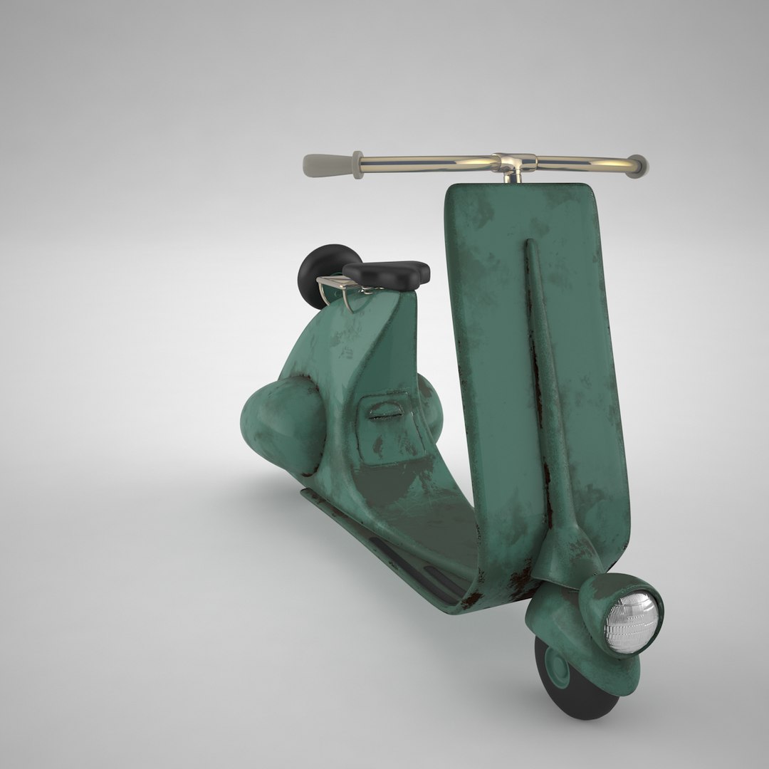 3d Stylized Cartoon Rusty Scooter Model