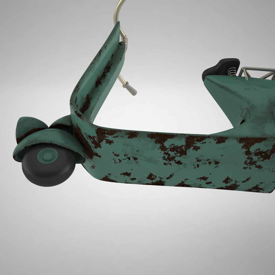 3d Stylized Cartoon Rusty Scooter Model