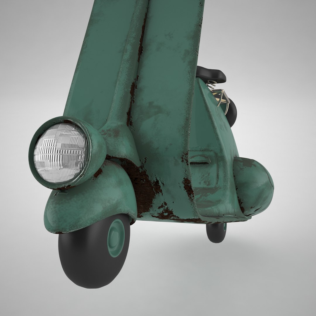 3d Stylized Cartoon Rusty Scooter Model