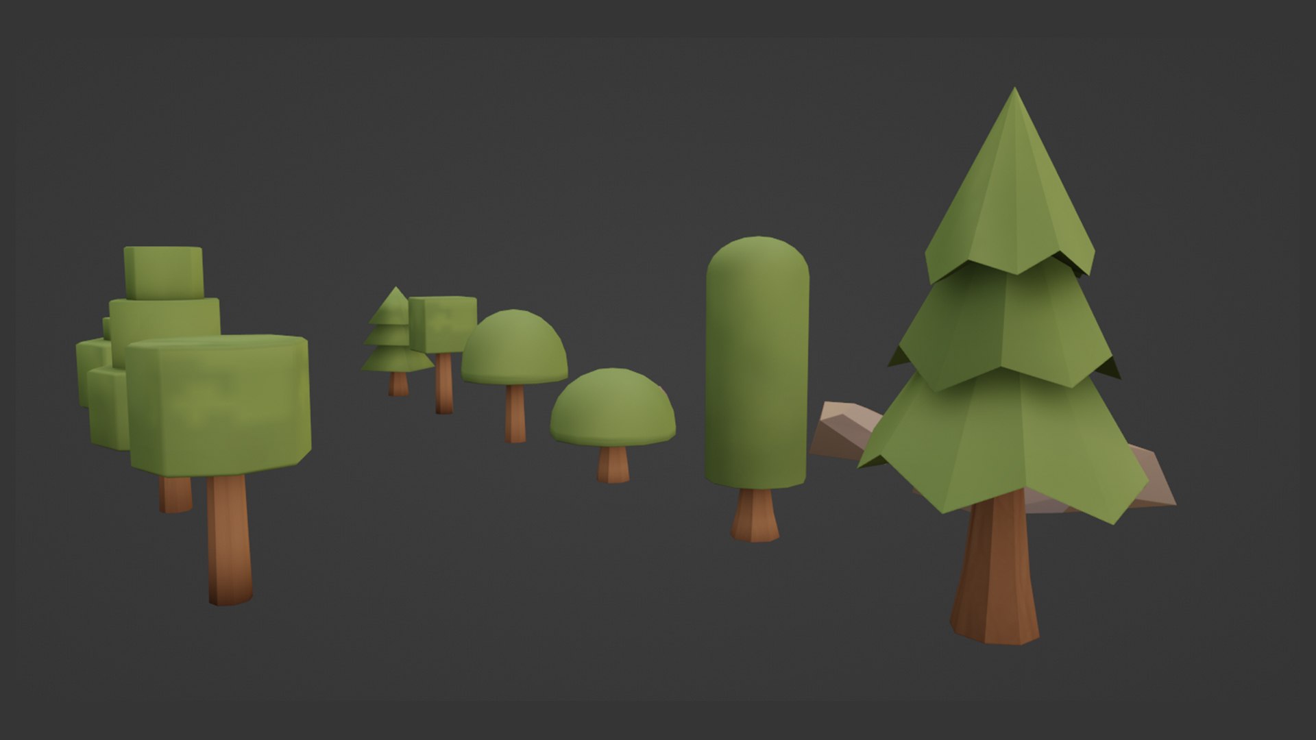 Low Poly Trees And Rocks 3D Model - TurboSquid 2045506