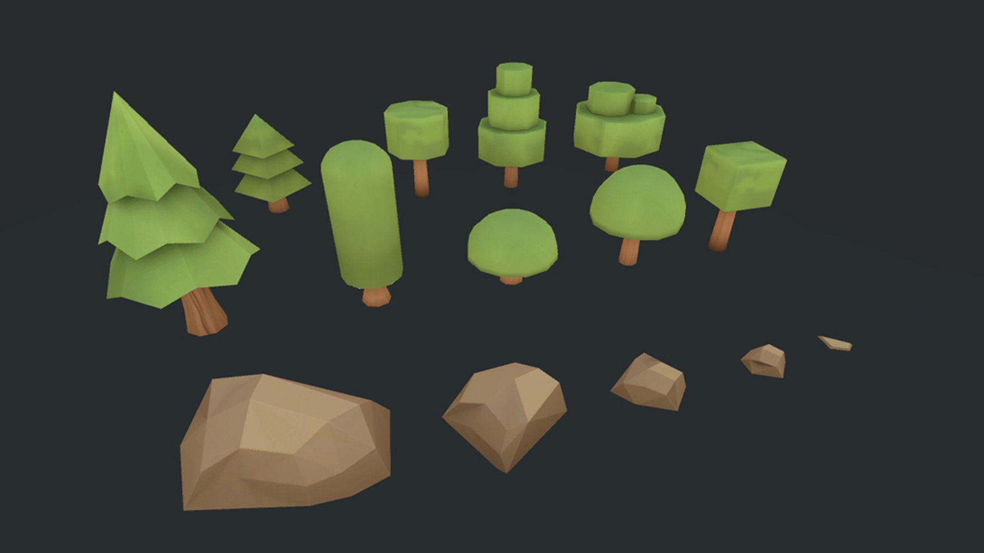 Low Poly Trees And Rocks 3D Model - TurboSquid 2045506