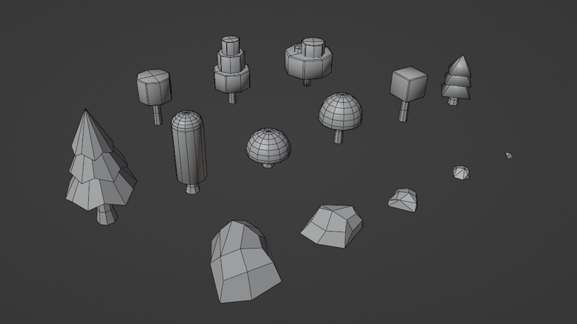 Low Poly Trees And Rocks 3D model - TurboSquid 2045506