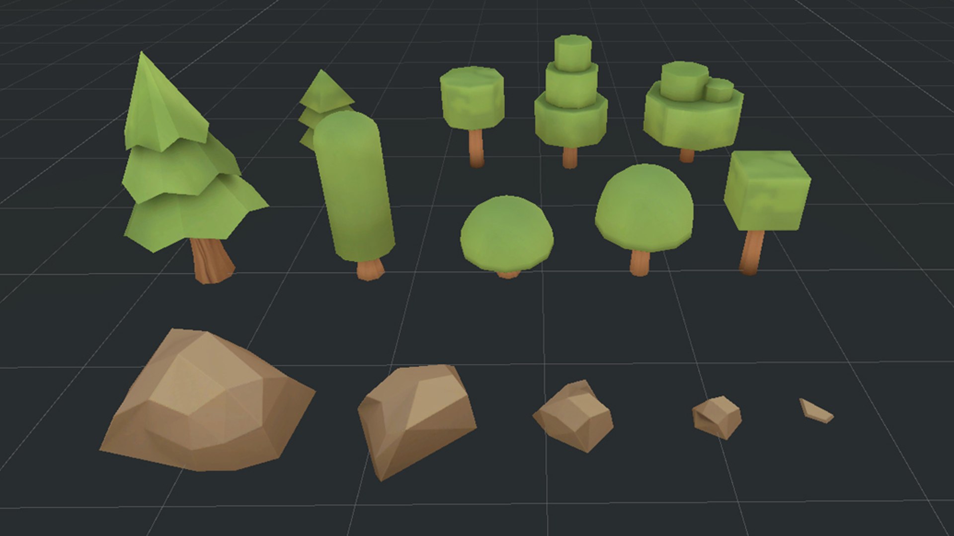 Low Poly Trees And Rocks 3D Model - TurboSquid 2045506