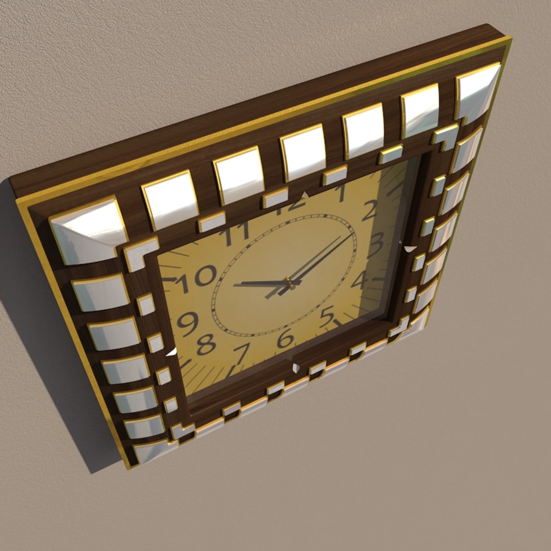 3D model square wall clock decoration - TurboSquid 1605609