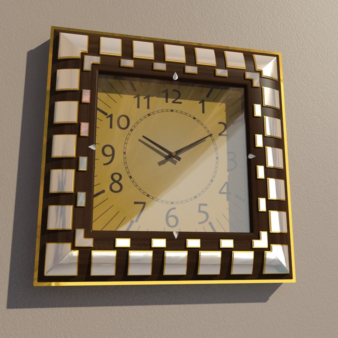 3D model square wall clock decoration - TurboSquid 1605609
