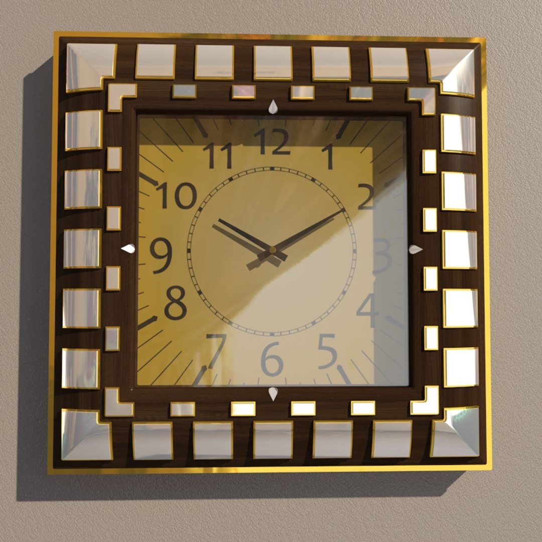 3D model square wall clock decoration - TurboSquid 1605609