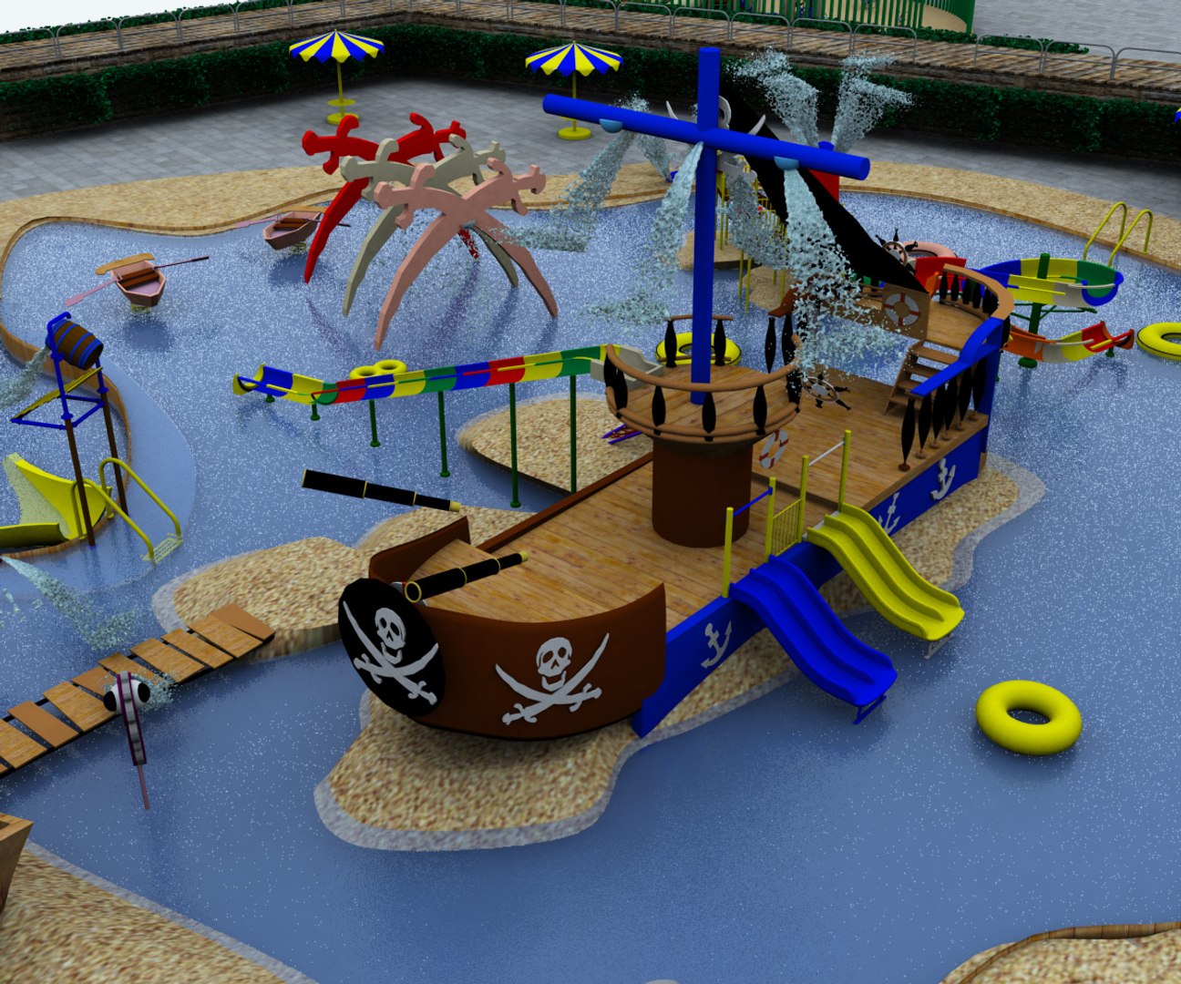 3d Pirate Water Theme Park Model