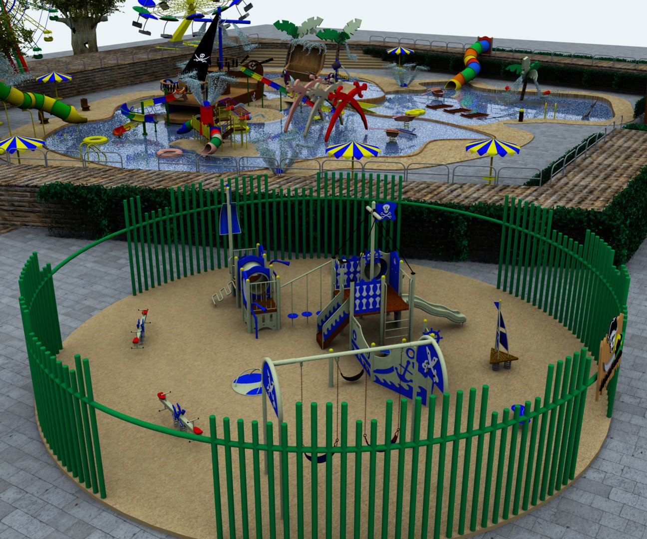 3d Pirate Water Theme Park Model