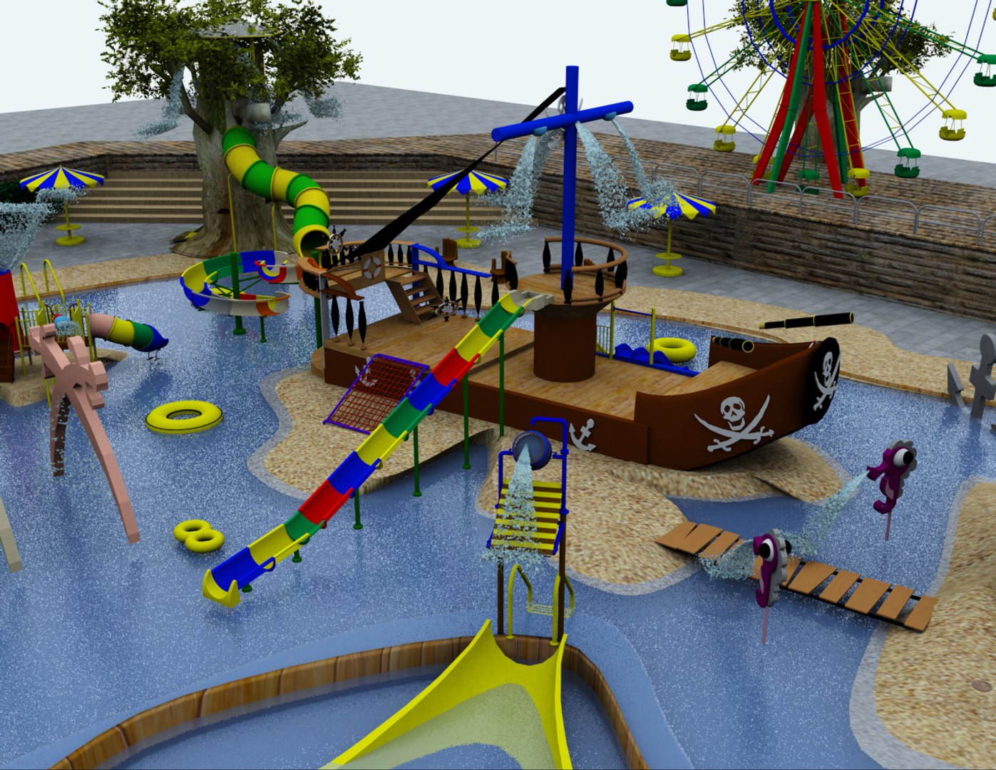 3d Pirate Water Theme Park Model