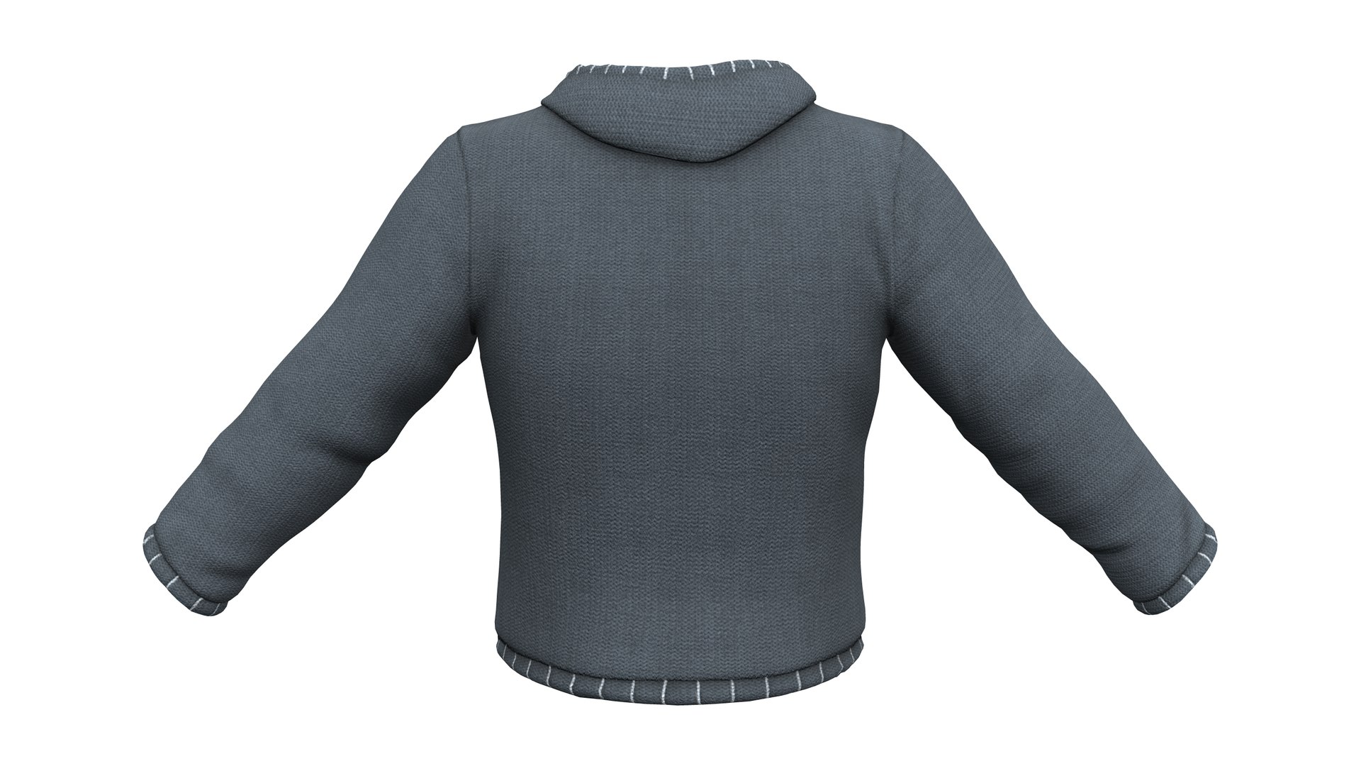 Men Ragged Thick Hooded Sweater Jumper 3D model - TurboSquid 1980213