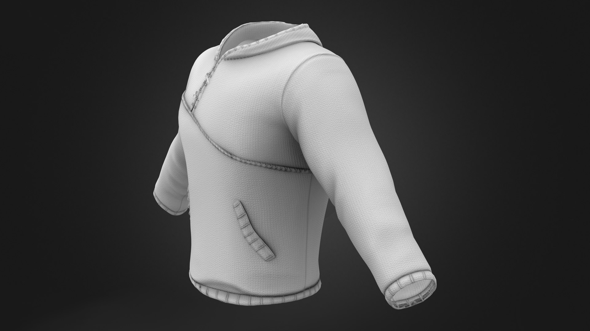 Men Ragged Thick Hooded Sweater Jumper 3D model - TurboSquid 1980213