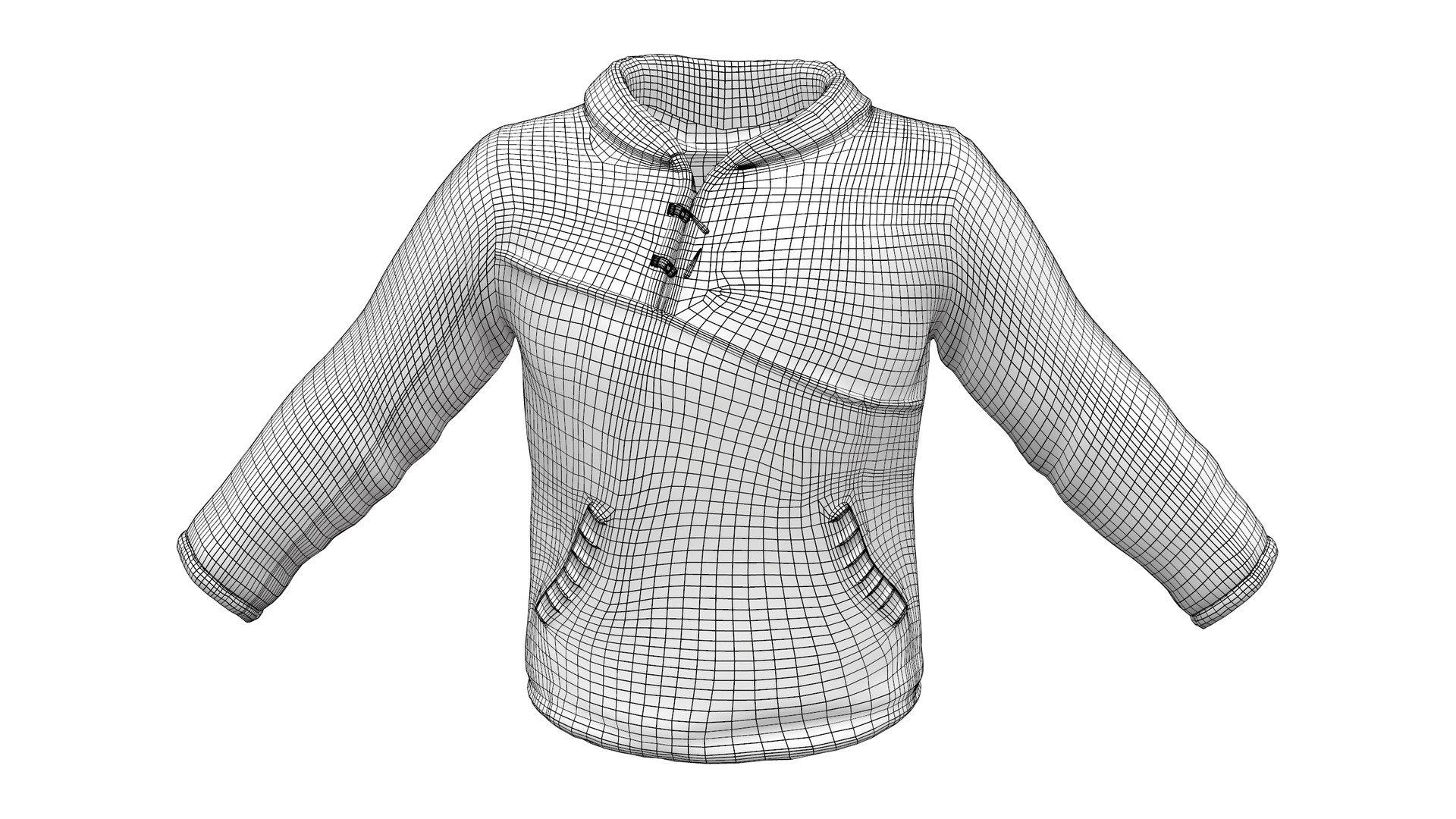 Men Ragged Thick Hooded Sweater Jumper 3D model - TurboSquid 1980213