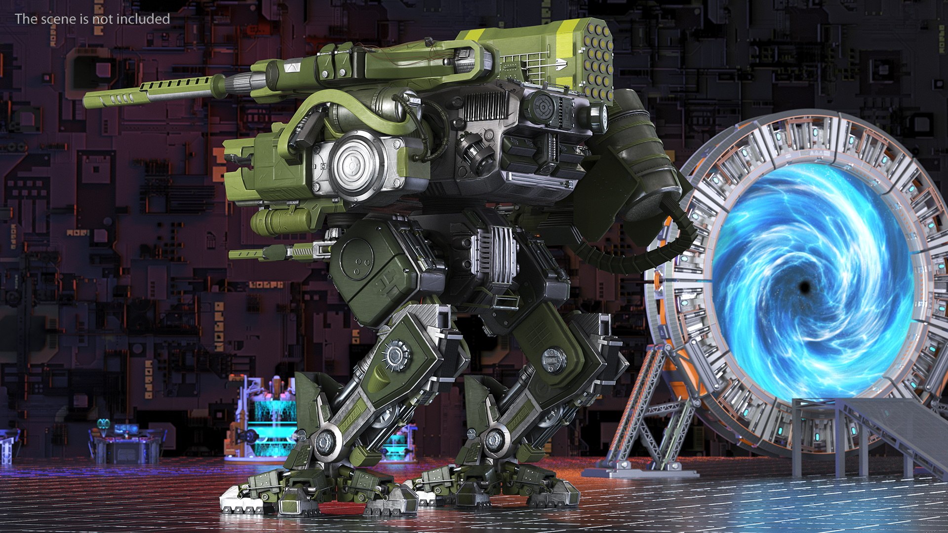 Massive Walking Battle Machine Green 3D Model - TurboSquid 2157611