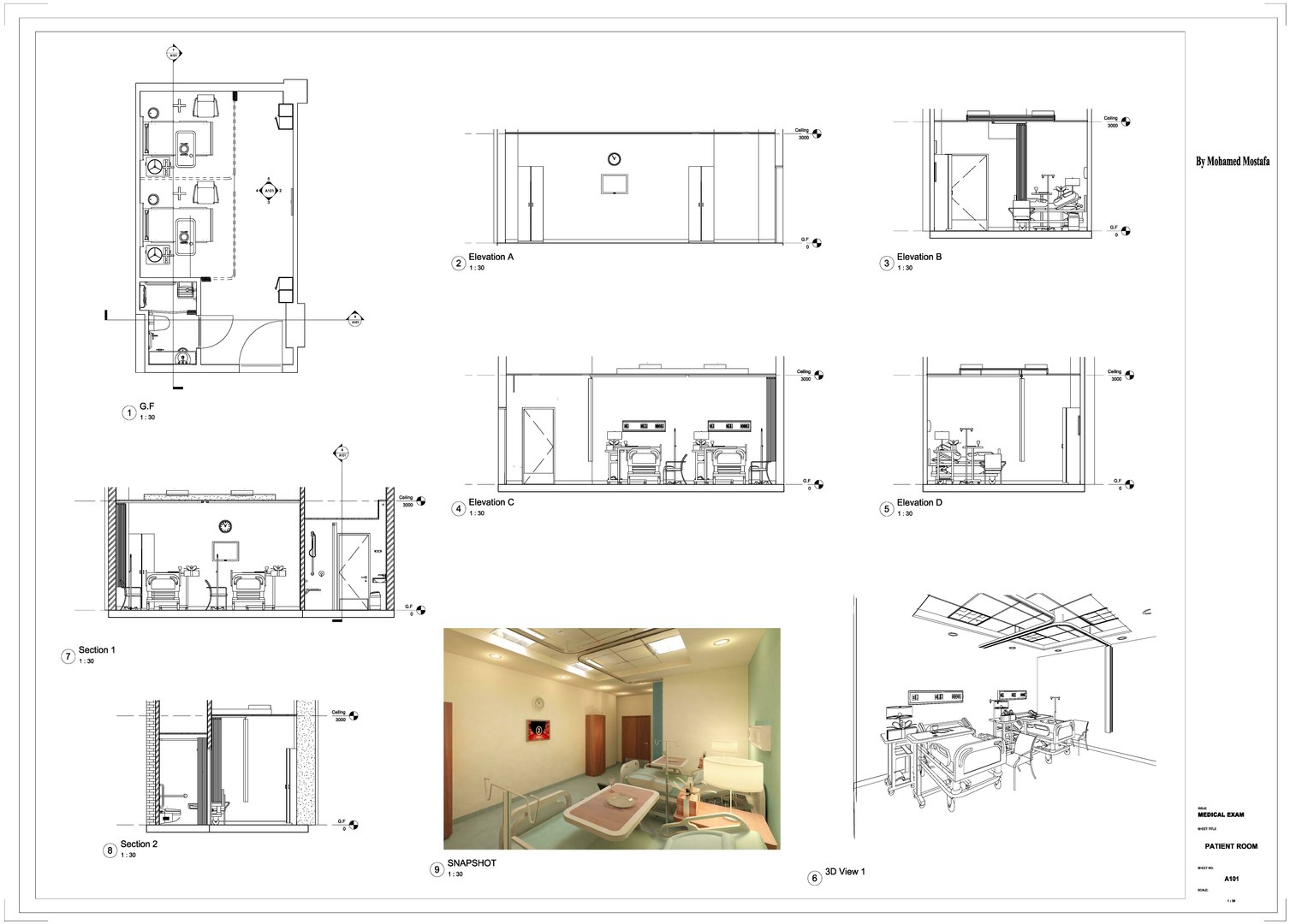 3D Revit Patient Room Model - TurboSquid 1165449