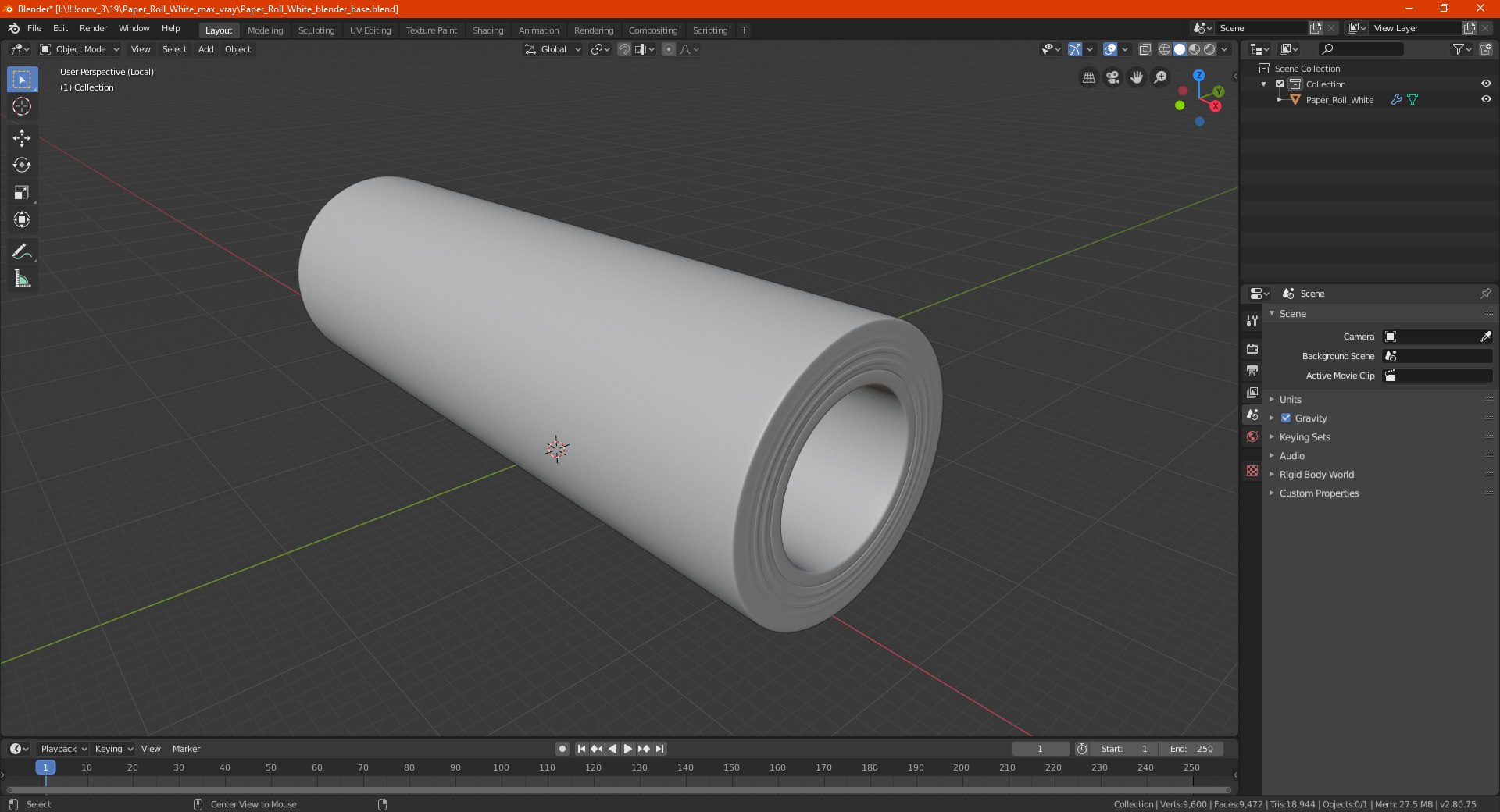 3D Paper Roll White - TurboSquid 1863163