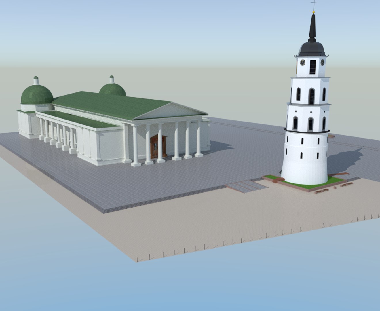 3D Vilnius Cathedral Square - TurboSquid 1320275