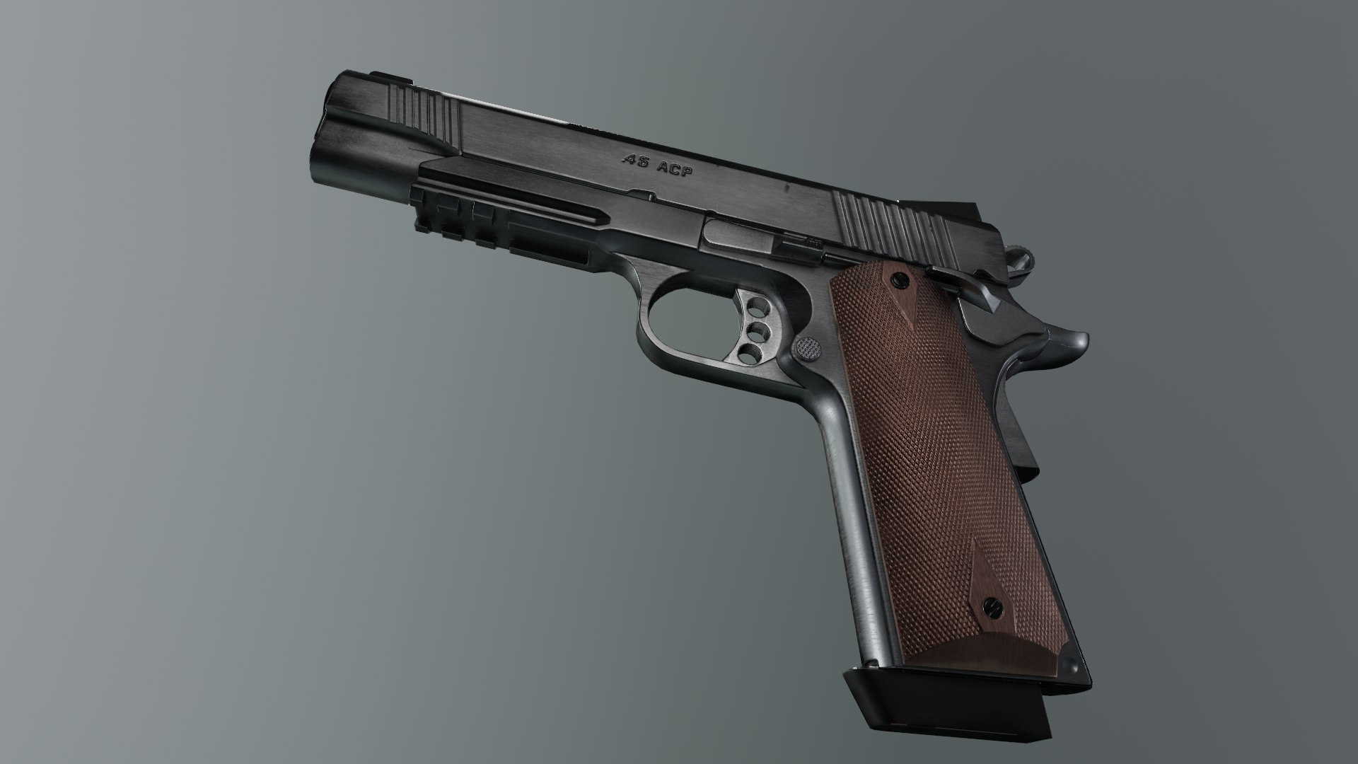3D 1911 Pistol With Rail Model - TurboSquid 2030476