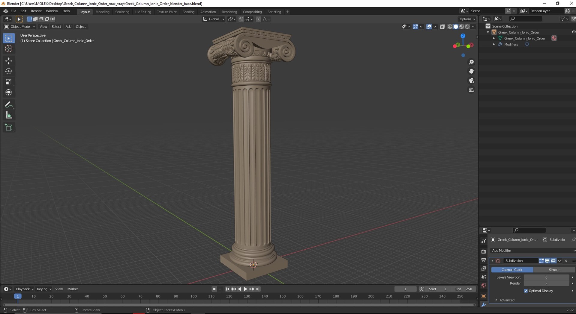 3D Greek Column Ionic Order Model - TurboSquid 2144477