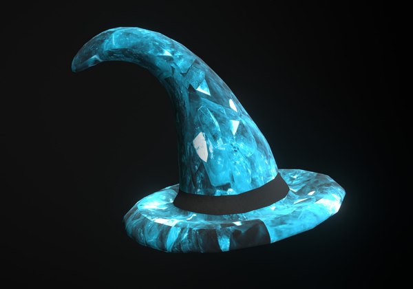 modelo 3d sombrero de bruja azul de baja poli con patrón de diamantes ...