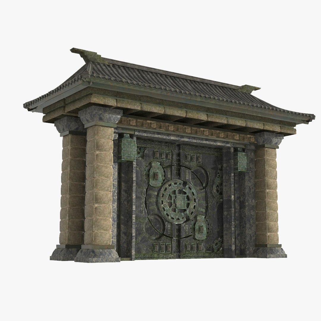 3D Ancient Asian Architecture Mysterious Bronze Gate - TurboSquid 2028255