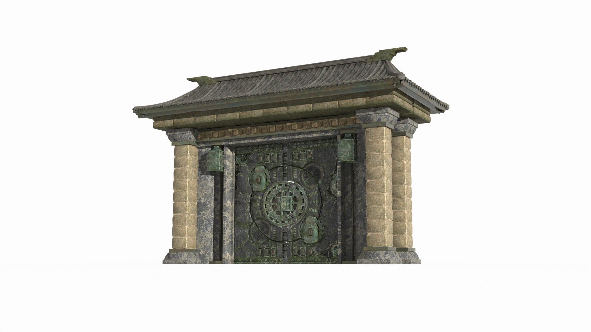 3D Ancient Asian Architecture Mysterious Bronze Gate - TurboSquid 2028255