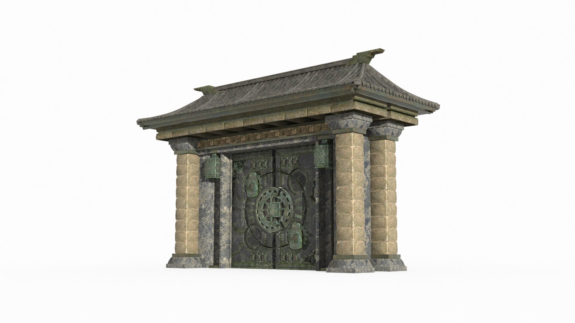3D Ancient Asian Architecture Mysterious Bronze Gate - TurboSquid 2028255