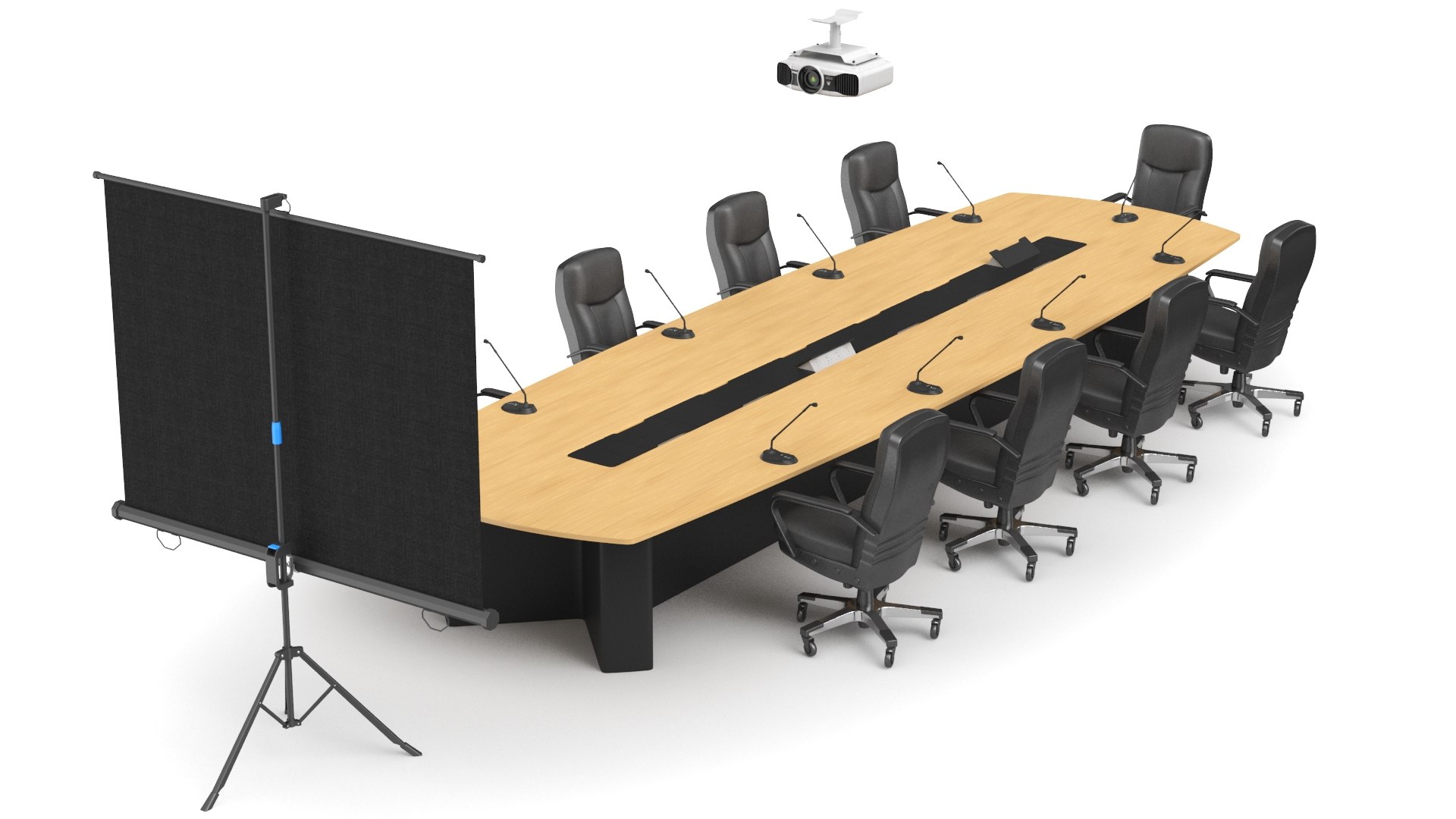 Real conference table projector screen 3D model - TurboSquid 1645687