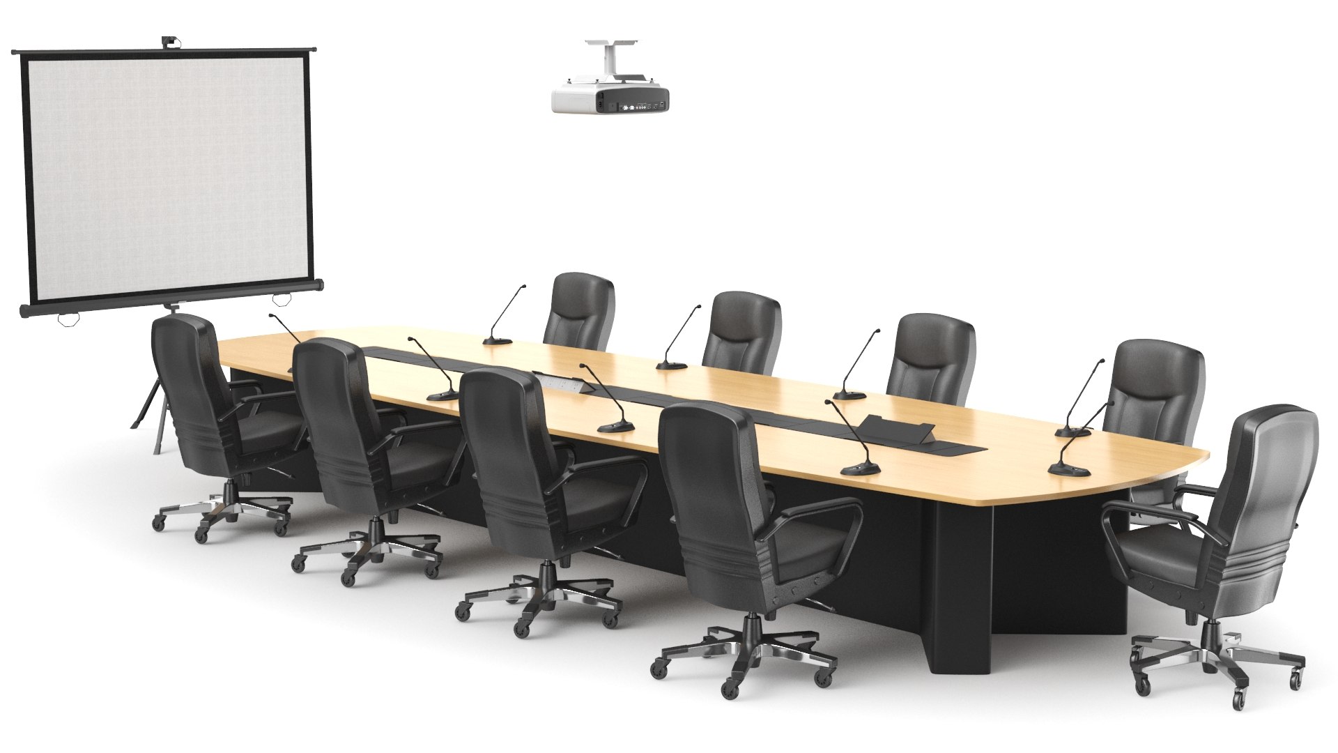Real conference table projector screen 3D model - TurboSquid 1645687