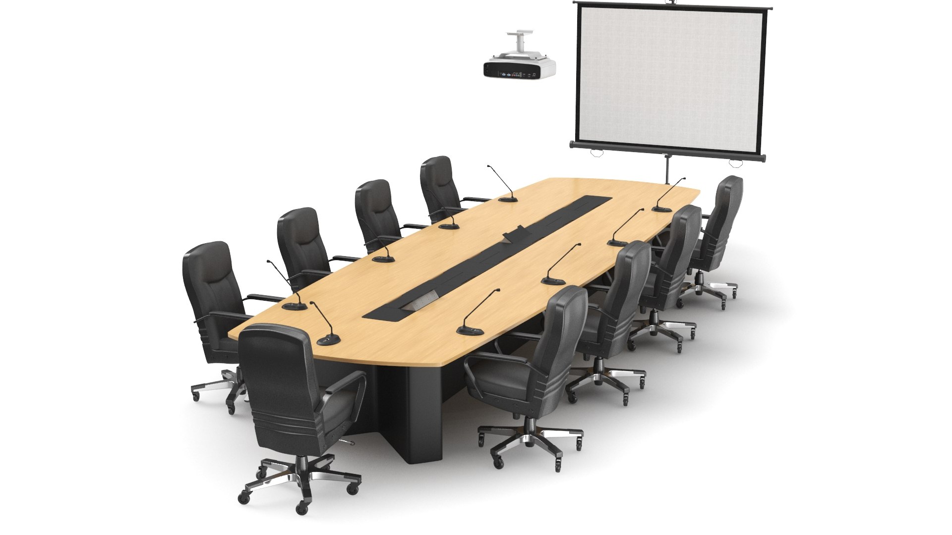 Real conference table projector screen 3D model - TurboSquid 1645687