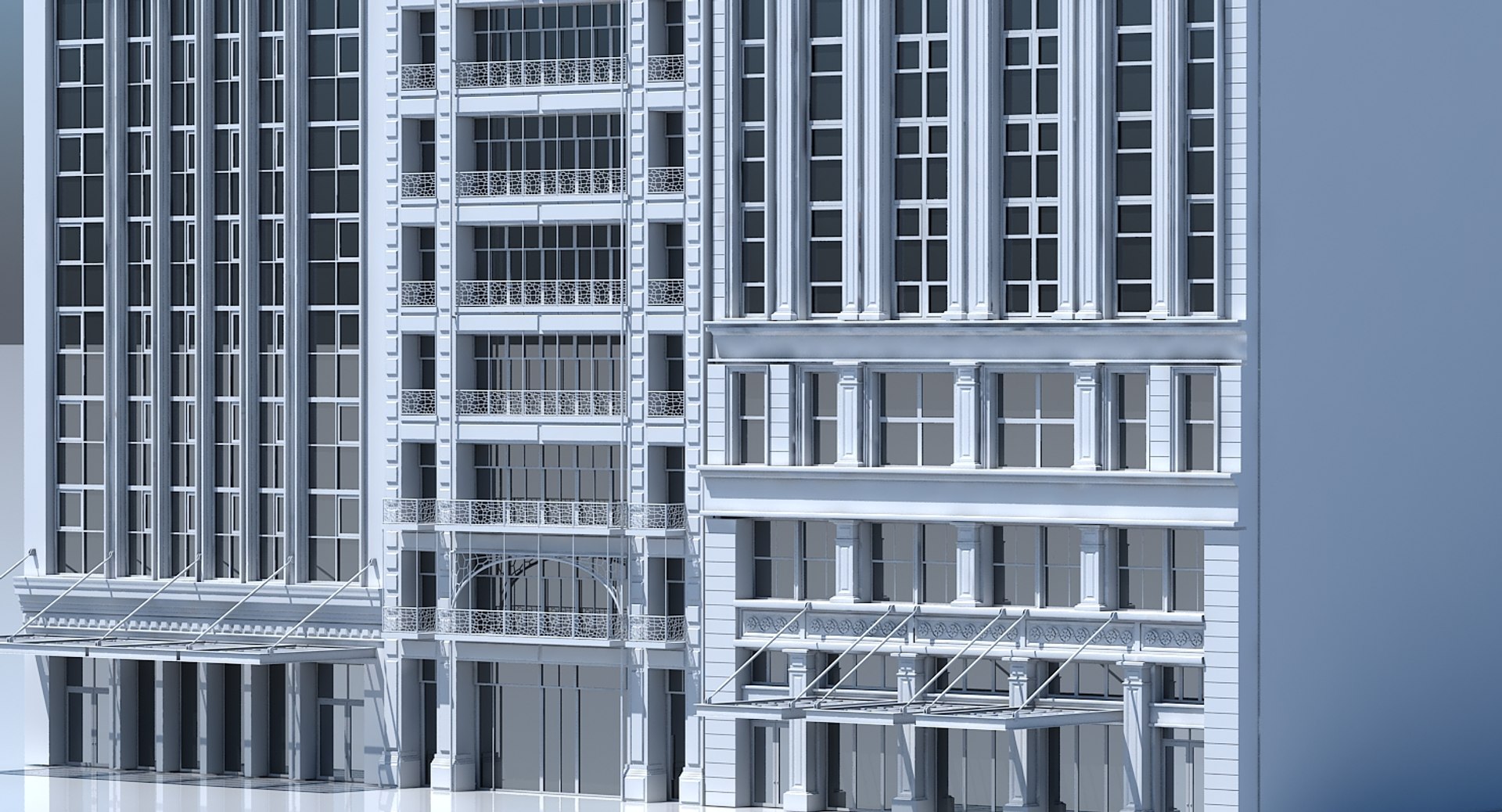 3D tenement building facades - TurboSquid 1303008