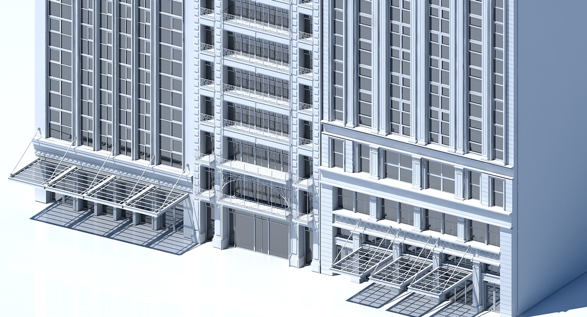 3D tenement building facades - TurboSquid 1303008