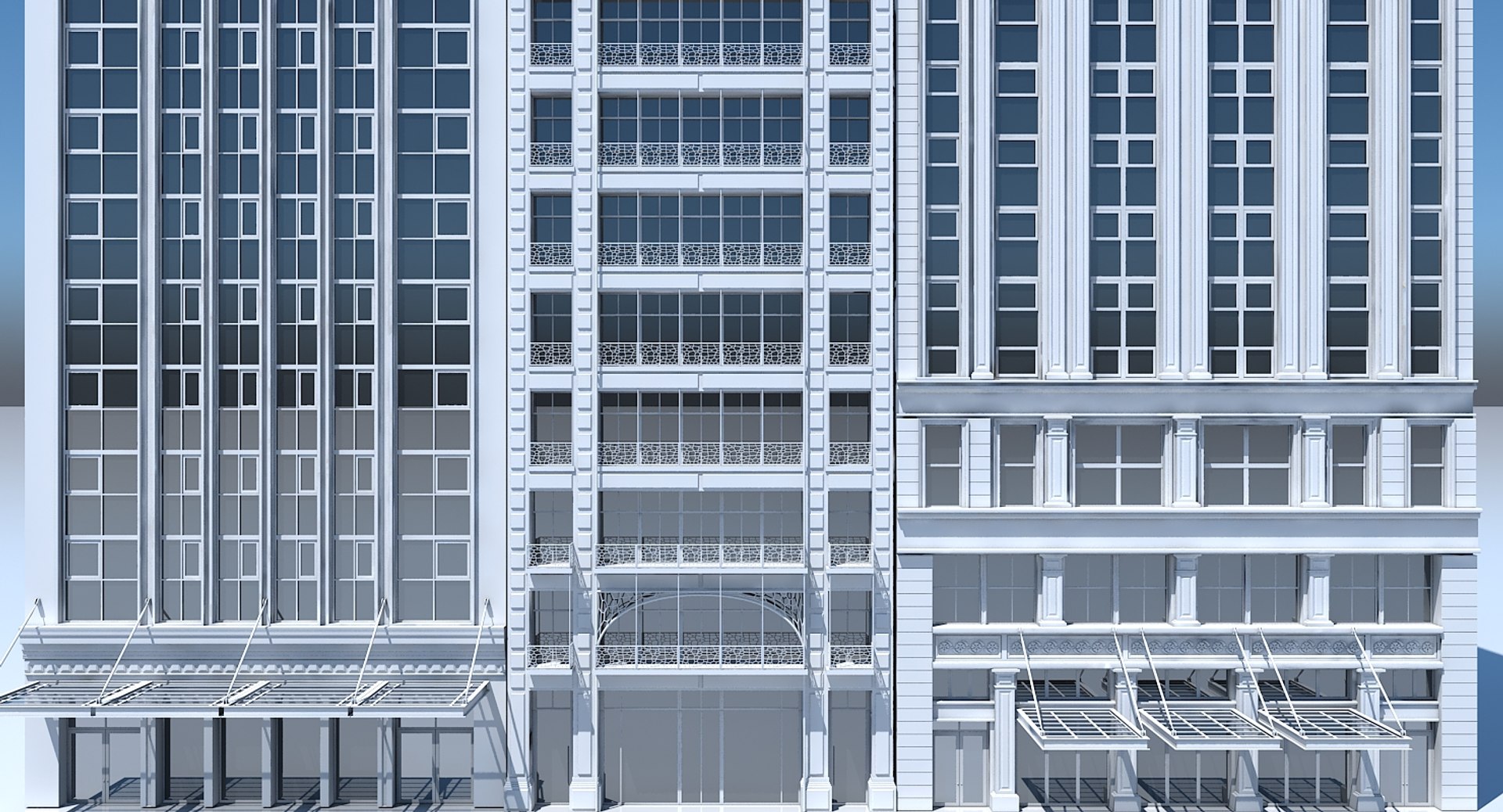 3D tenement building facades - TurboSquid 1303008