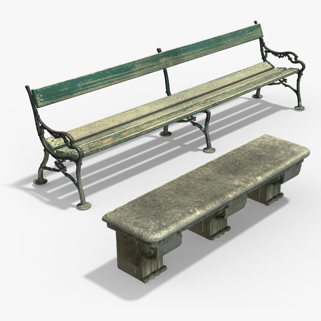 3D Model Imperial Garden Benches From Wood And Stone - TurboSquid 2244172