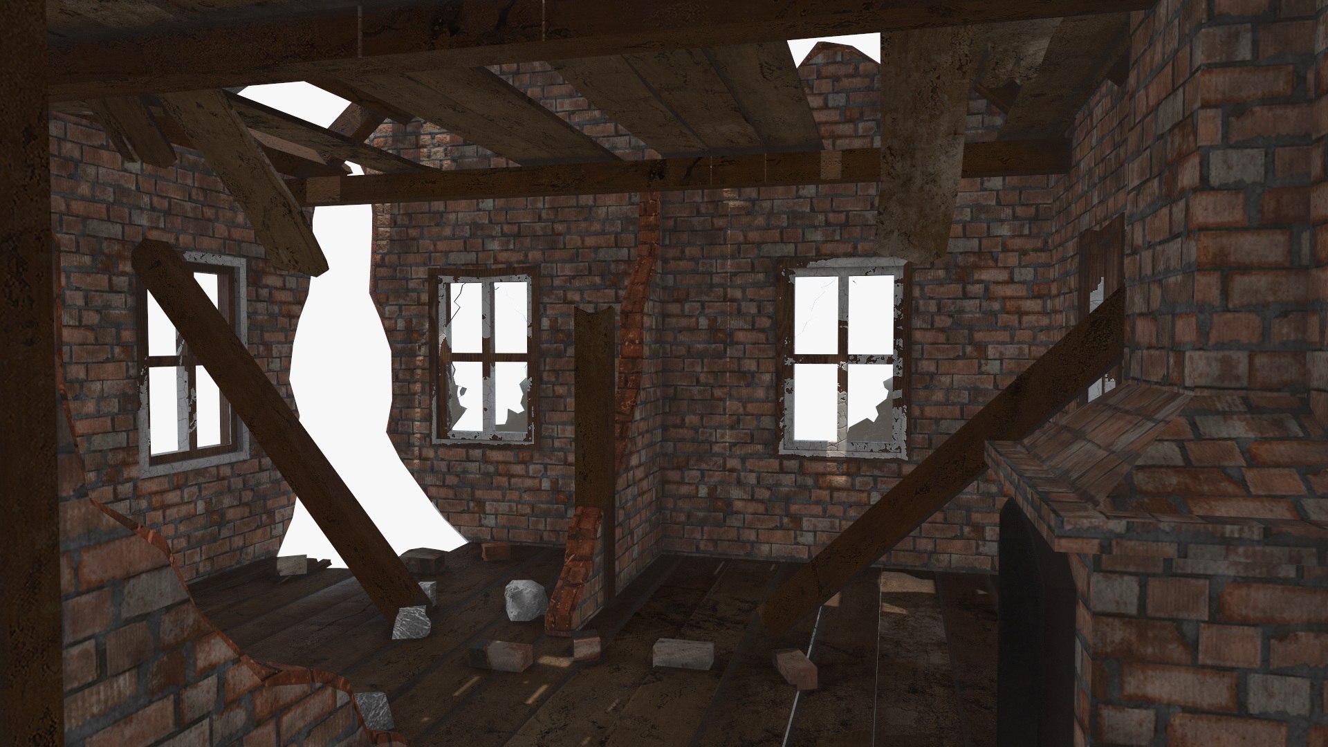 3D Destroyed Building Country House - TurboSquid 2292194