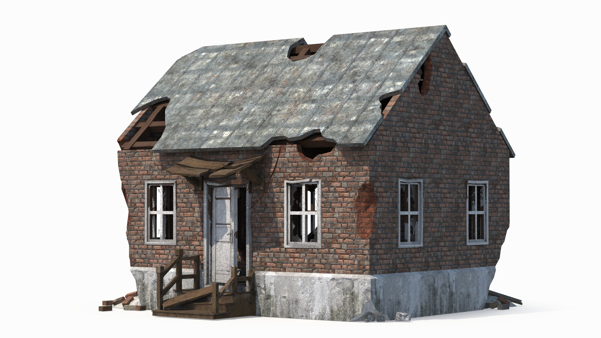 3D Destroyed Building Country House - TurboSquid 2292194