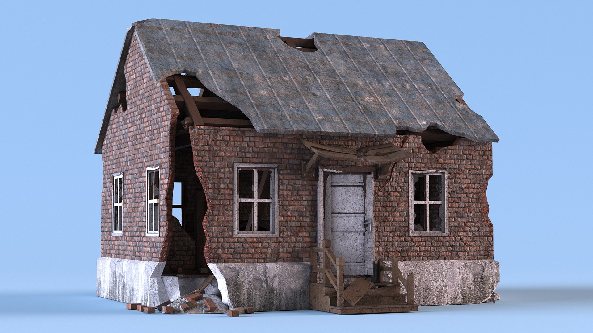 3D Destroyed Building Country House - TurboSquid 2292194