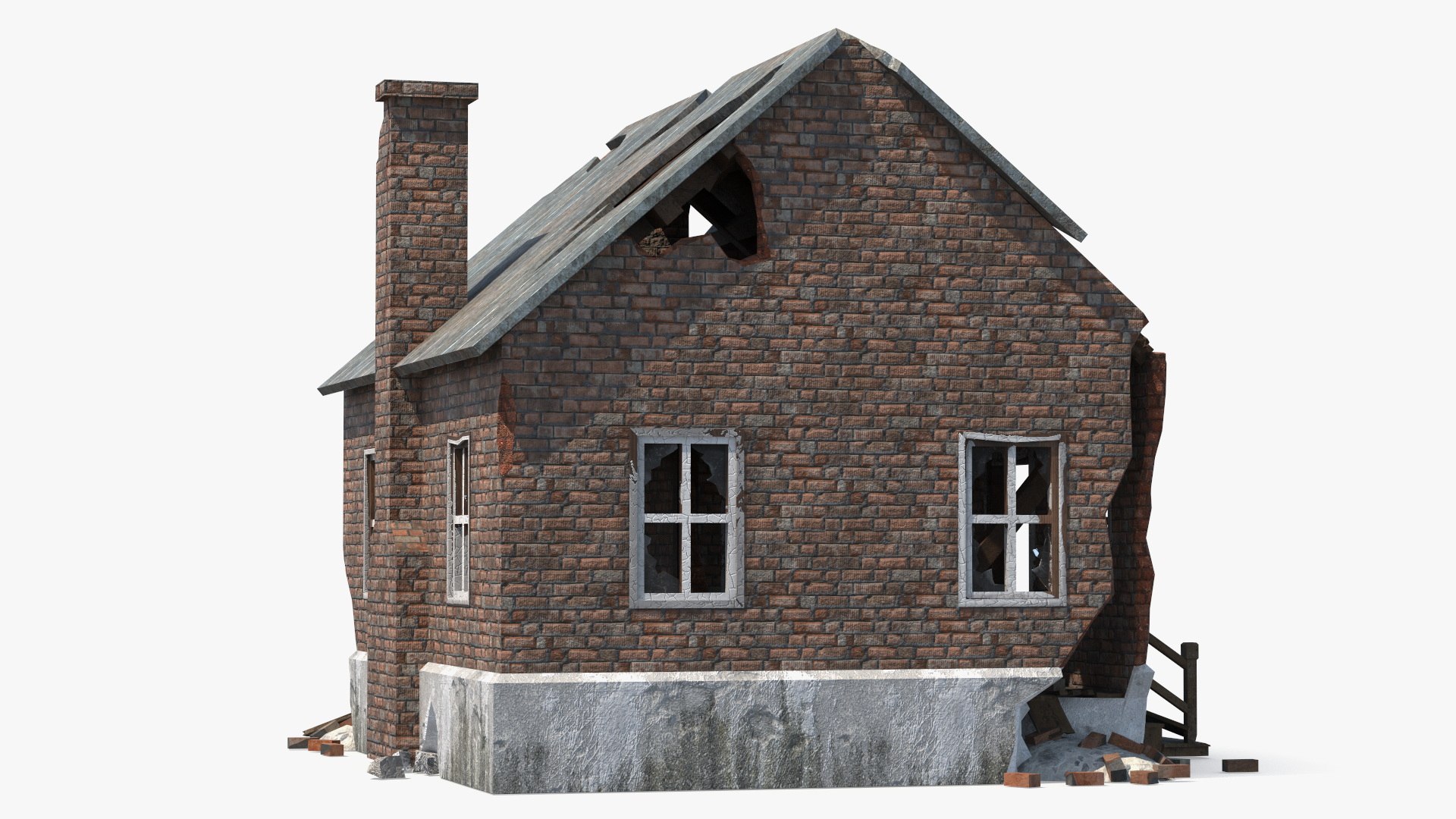 3D Destroyed Building Country House - TurboSquid 2292194