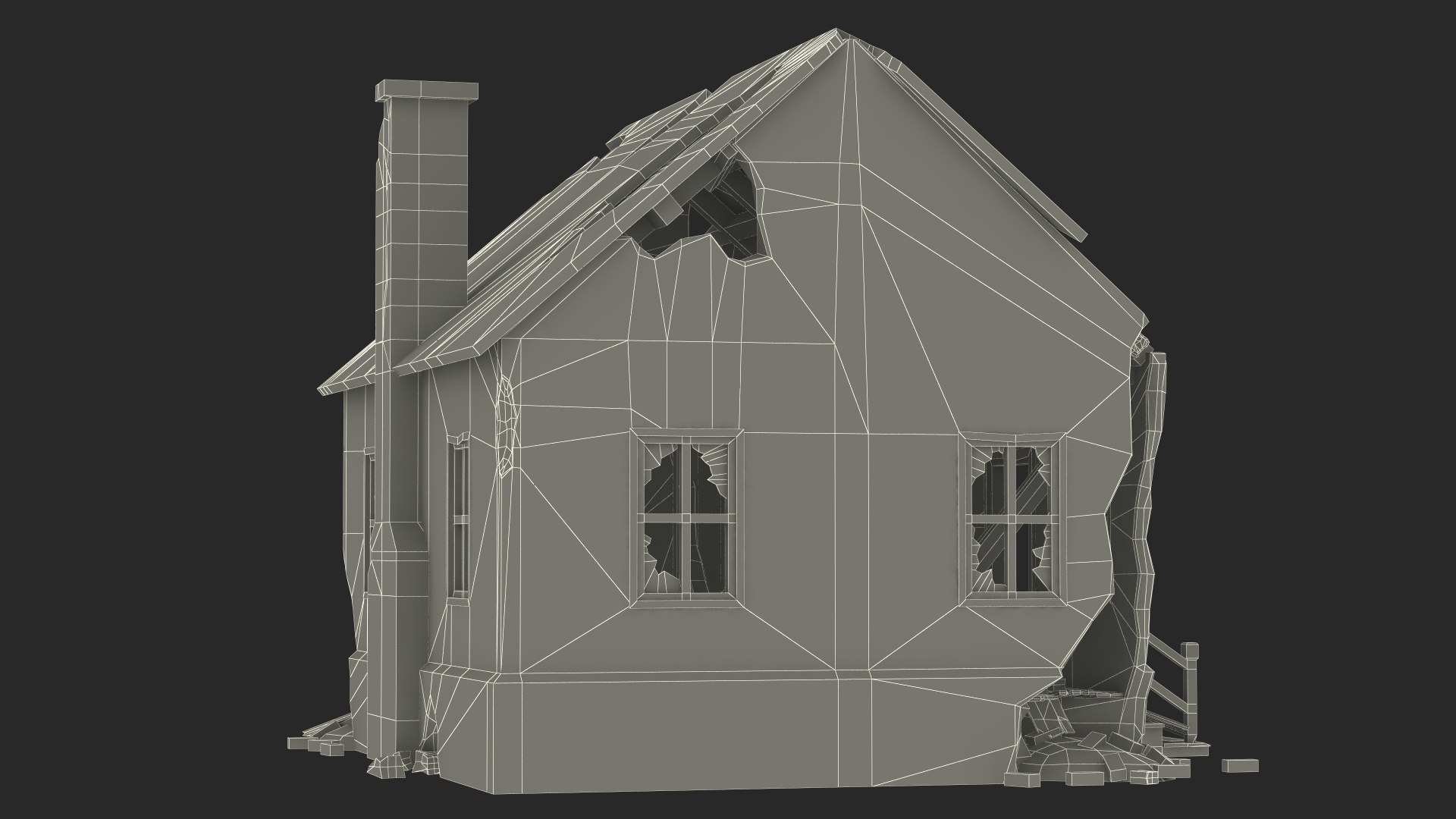 3D Destroyed Building Country House - TurboSquid 2292194
